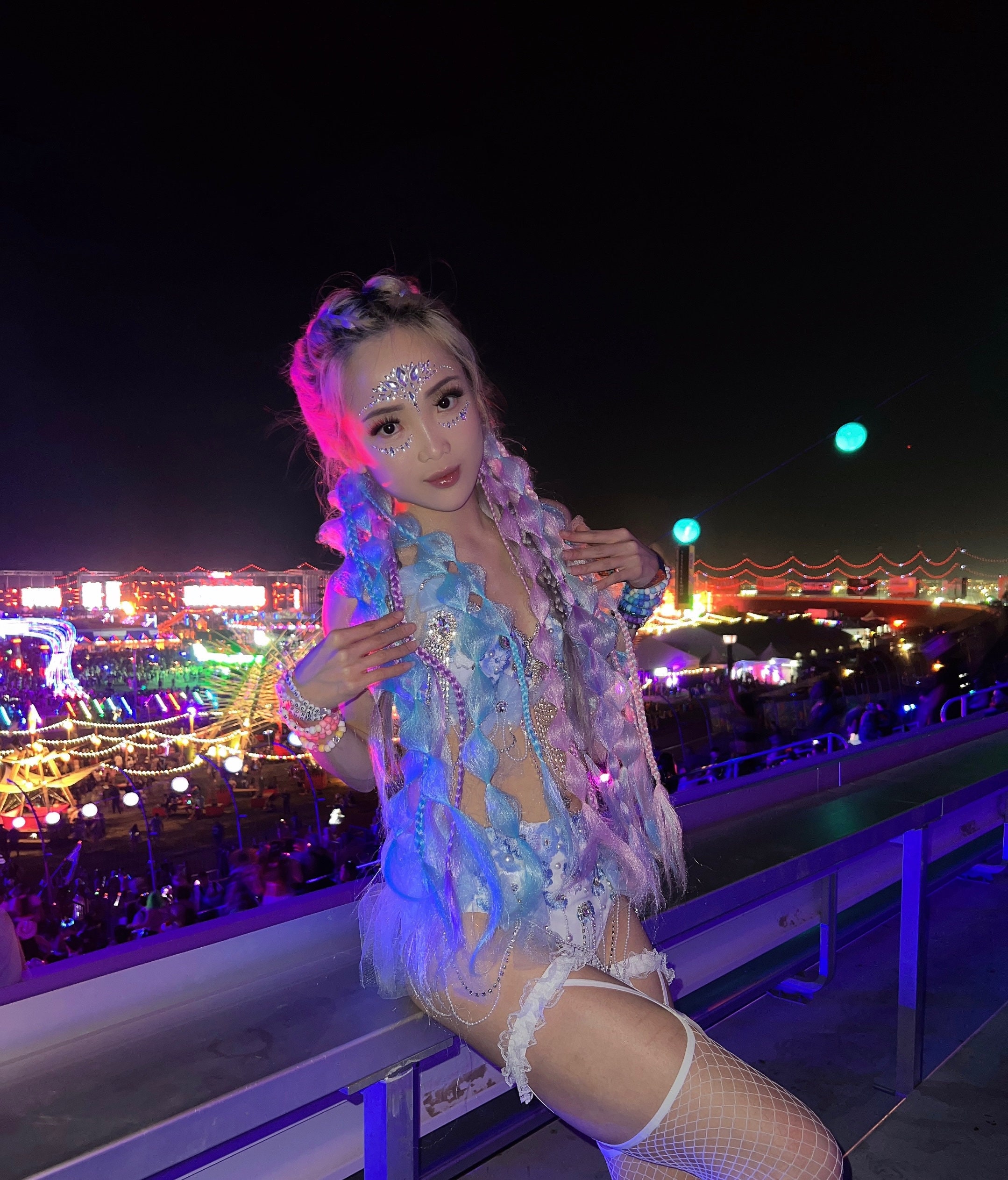 Blue Floral Radiance Rhinestone Rave Outfit Set by RAVEXBEAR - Etsy