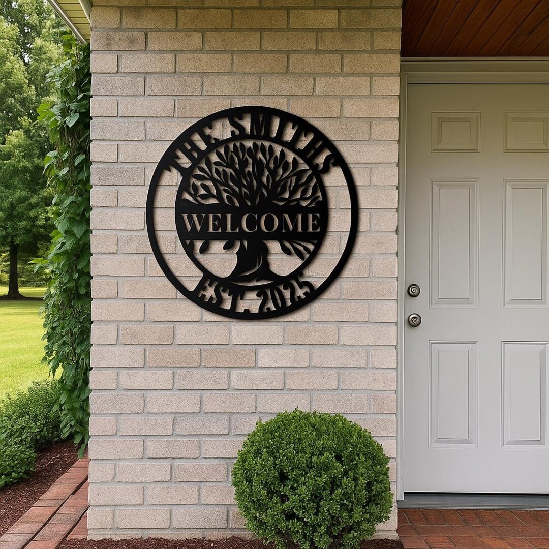 Personalized Metal Wall Art Decor, Custom Welcome Family Tree of Life ...