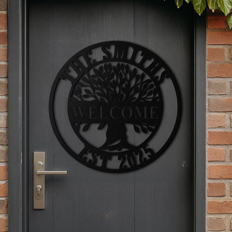 Personalized Metal Family Tree Sign, Custom Olive Tree Welcome Decor ...