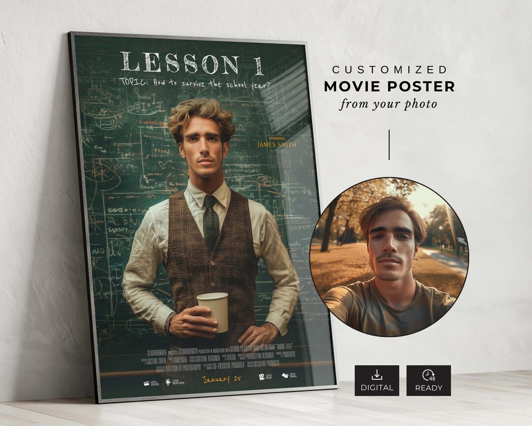 Custom Teacher Portrait, Professor Poster, Personalized Movie Poster ...