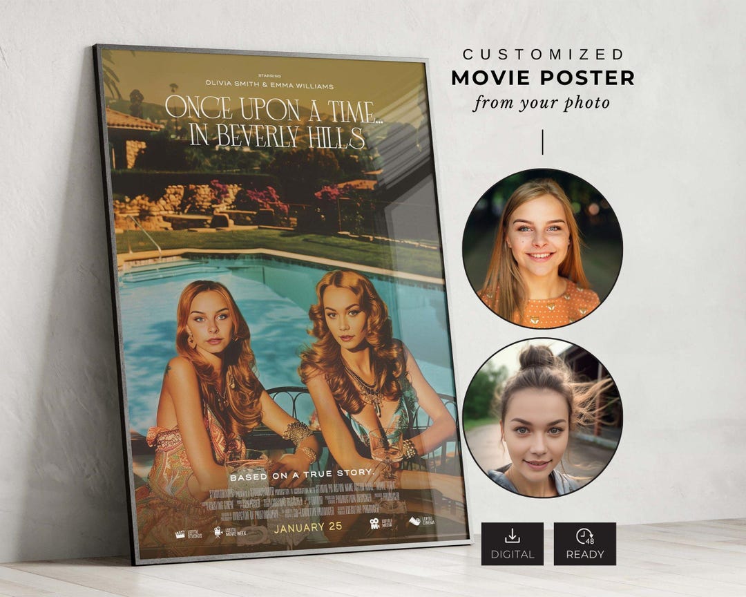 Custom Movie Poster of Two Women by a Beverly Hills Pool/perfect Gift ...
