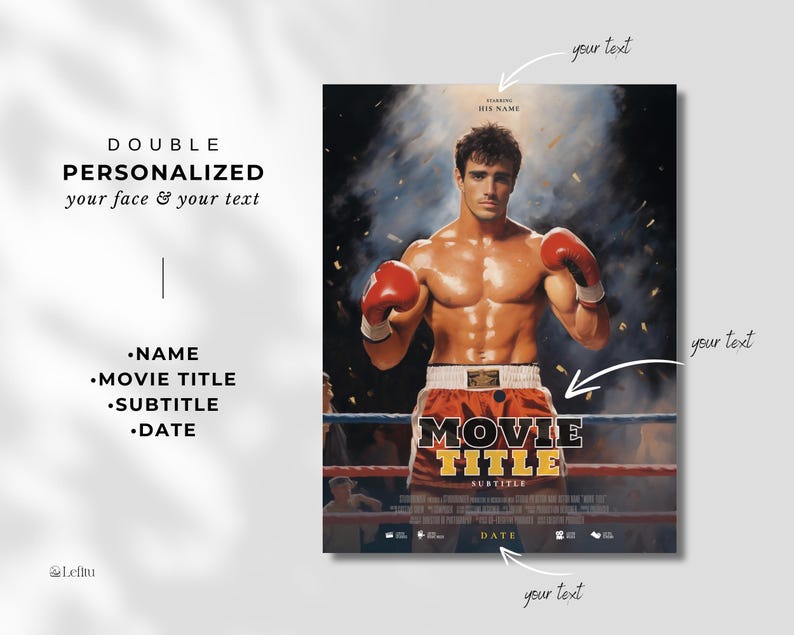 Custom Boxer Portrait/movie Poster With Boxing Theme/poster From Photo ...