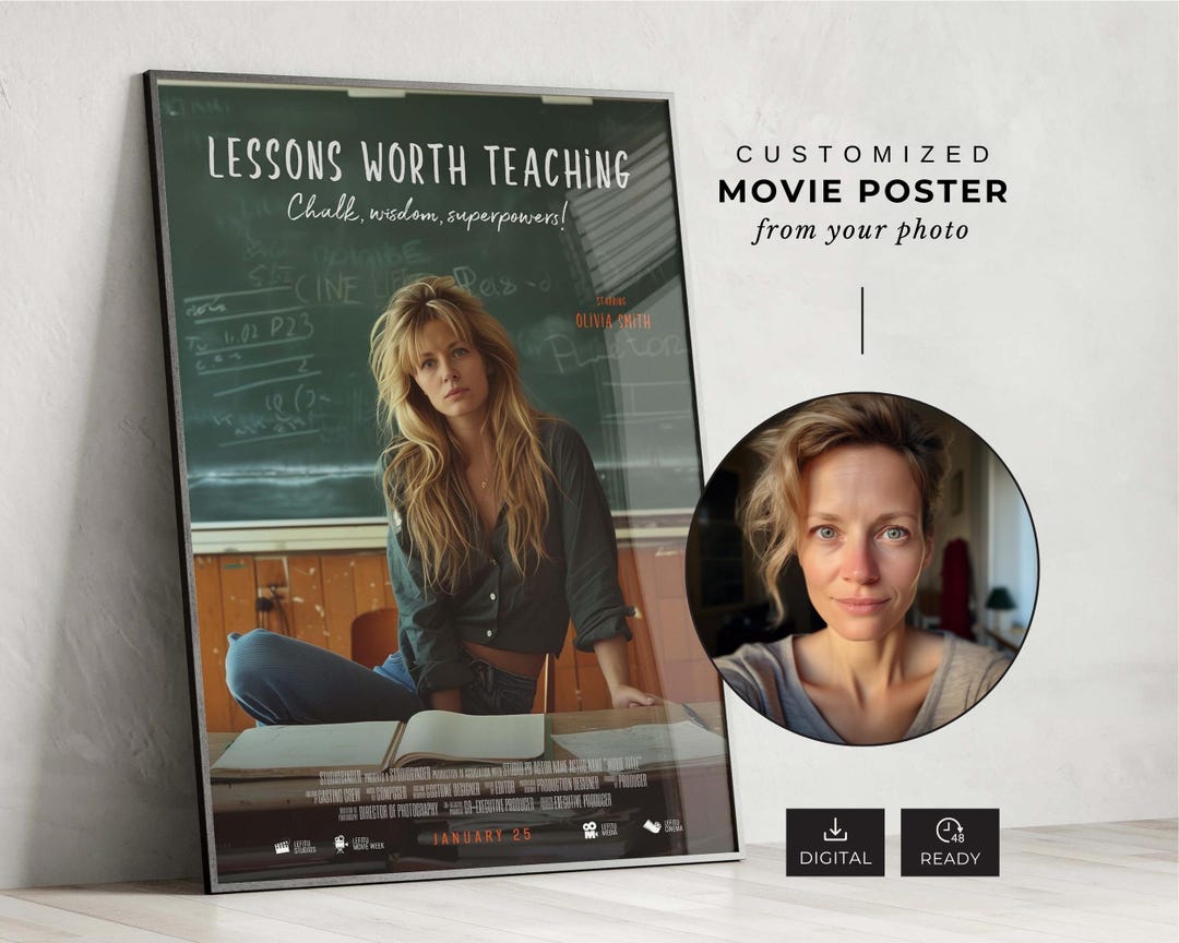 Personalized Teacher Poster, Custom Educator Portrait, Prof. Poster ...