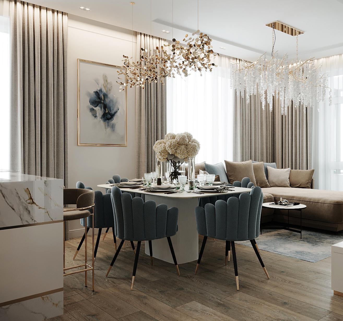 Home Interior Design. 3D Visualization of the Kitchen. Selection of ...