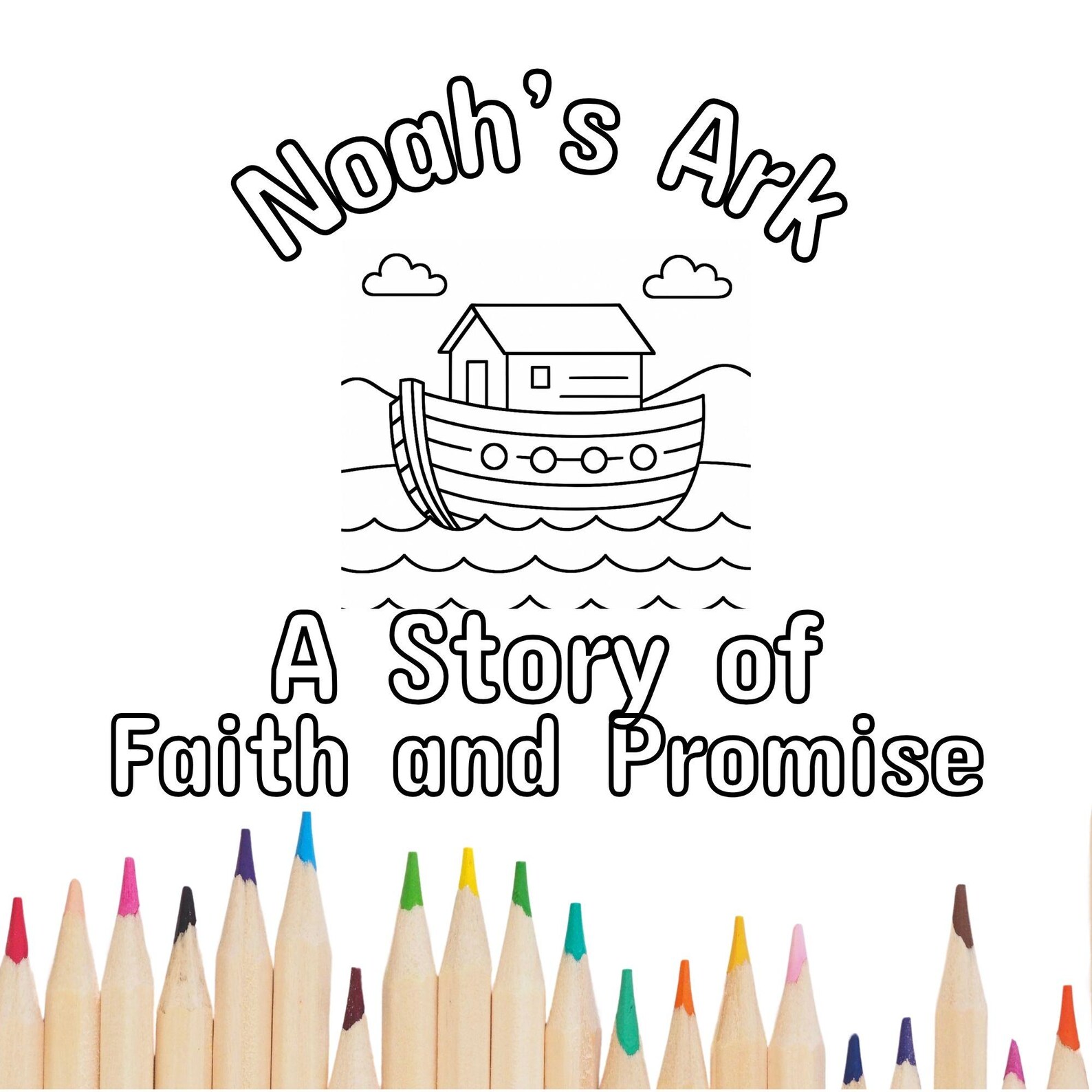 Noah's Ark Coloring Pages: Sunday School Bible Story, PNG Download, 6 ...