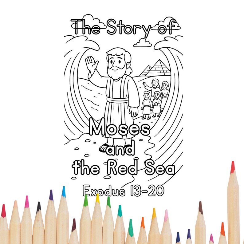 Moses and the Red Sea Coloring Pages, Sunday School (digital Download ...