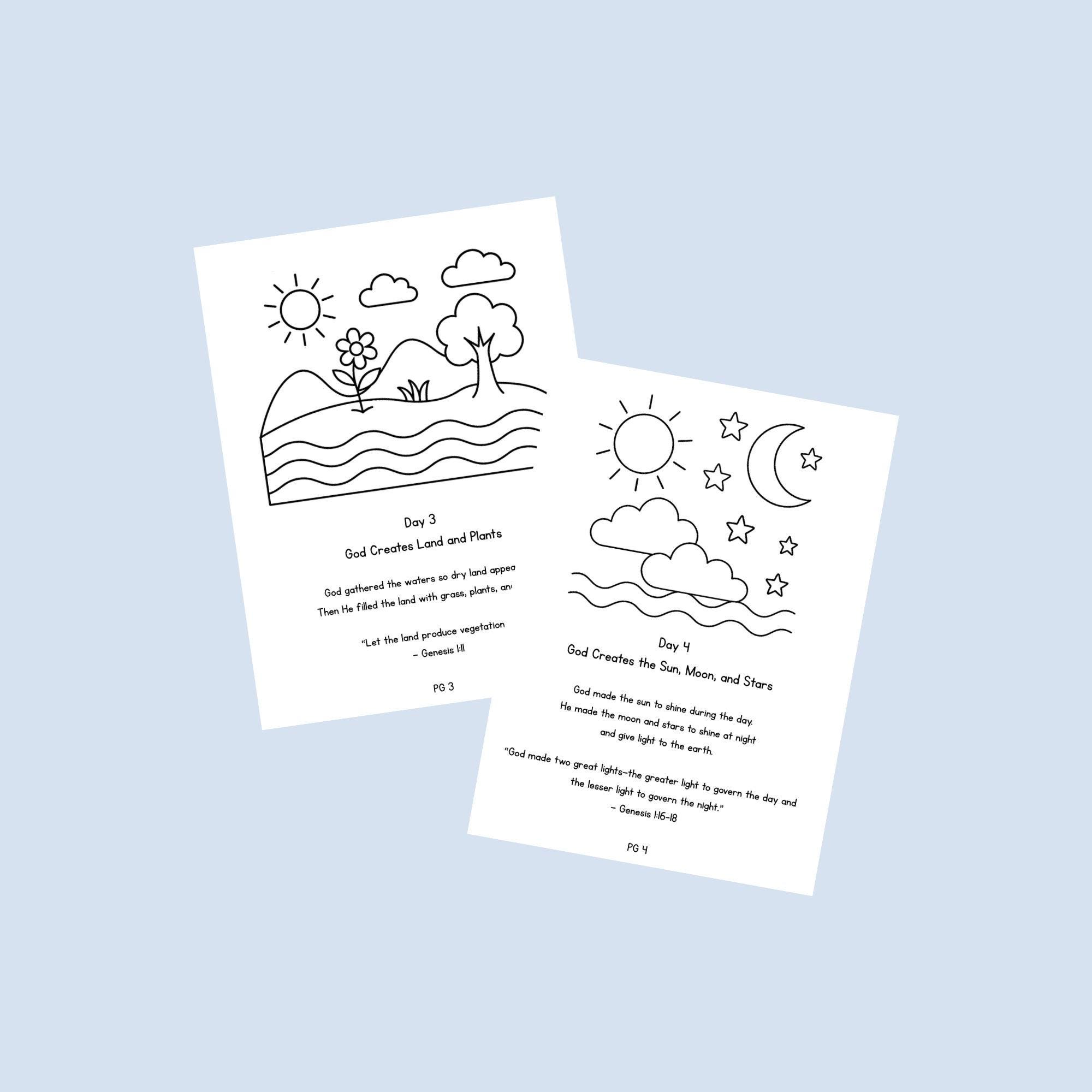 Creation Story Coloring Pages: Bible Activities for Kids PDF Download ...