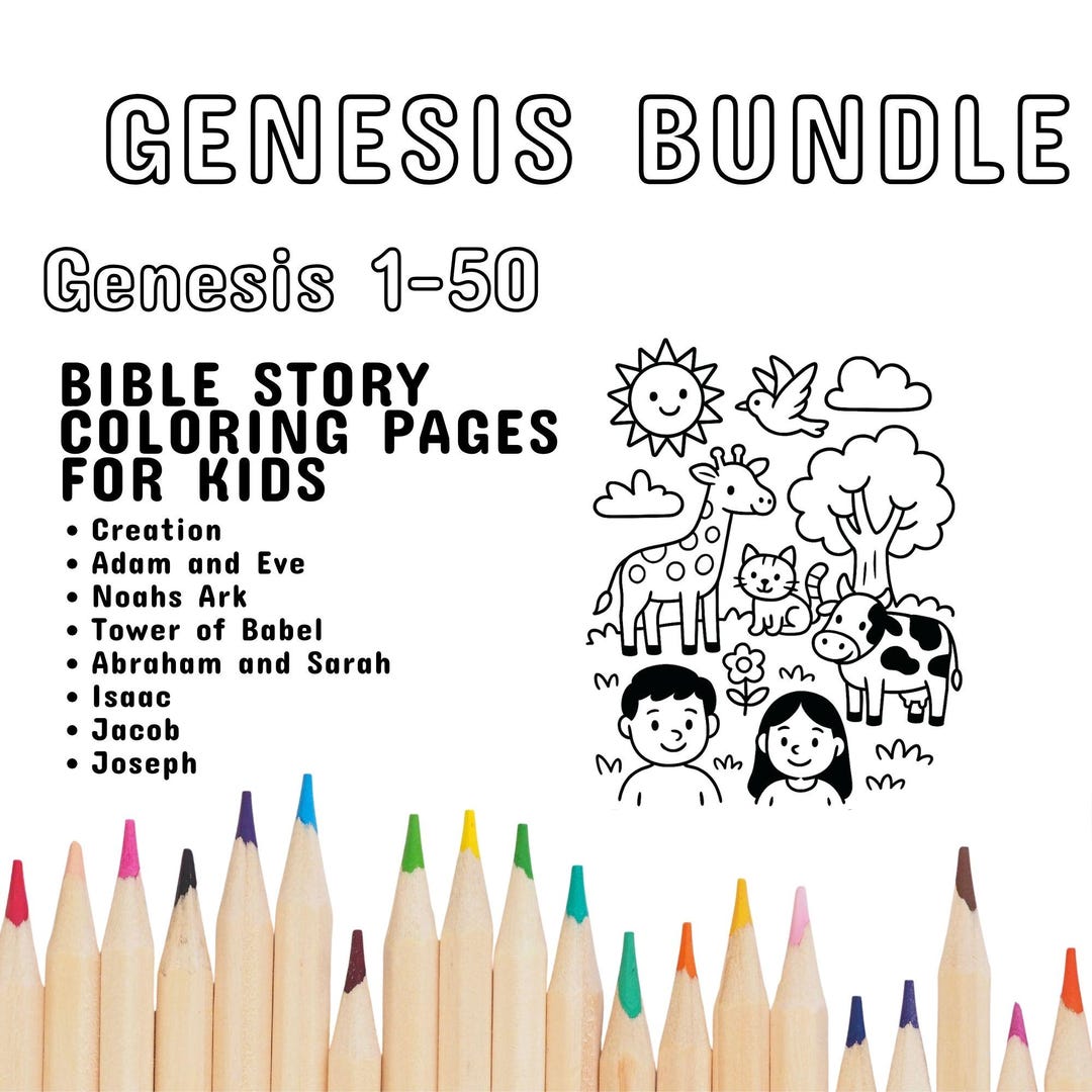Genesis Bible Story Coloring Pages Bundle | Creation, Noah, Abraham ...