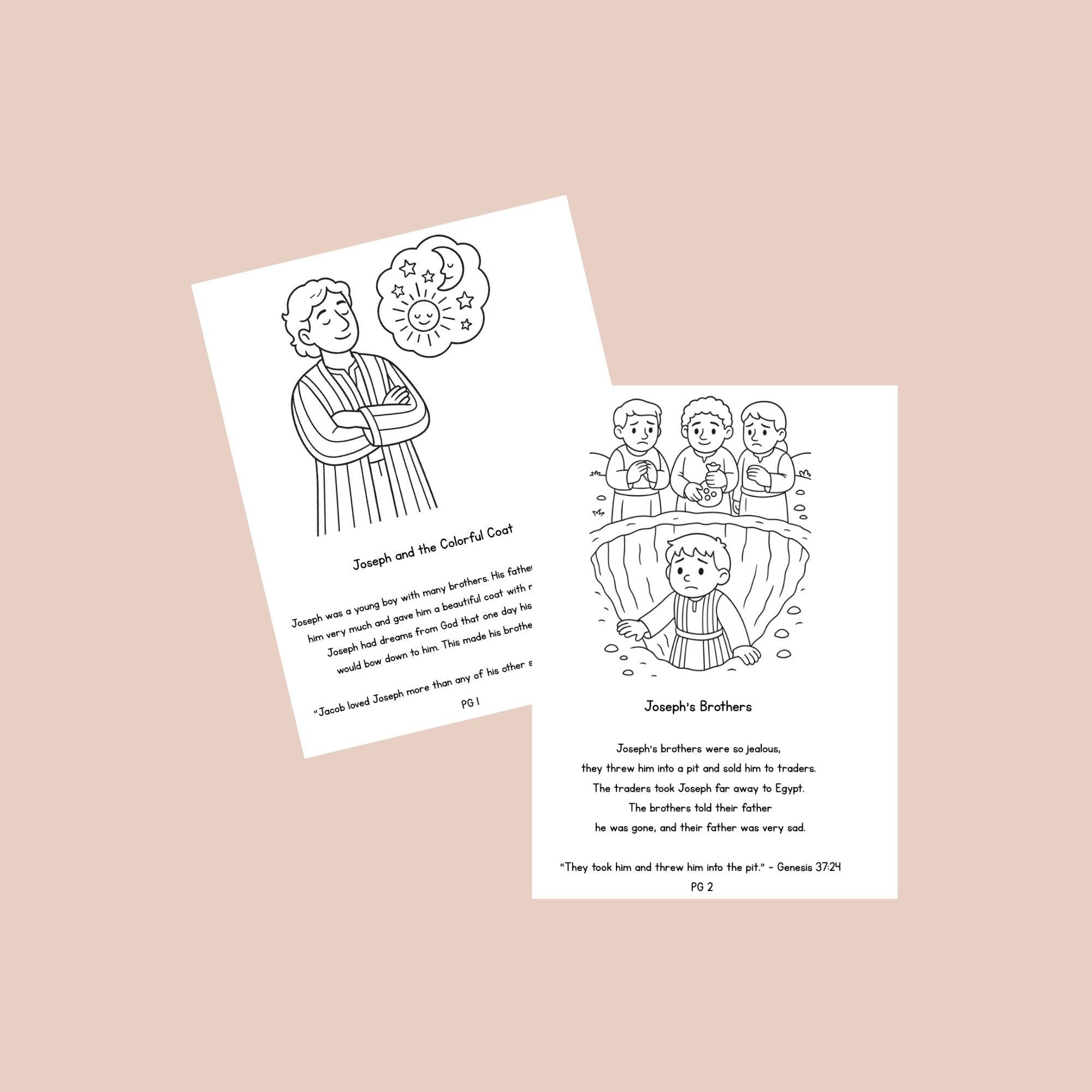 Joseph's Colorful Coat Bible Story Coloring Pages | Sunday School ...