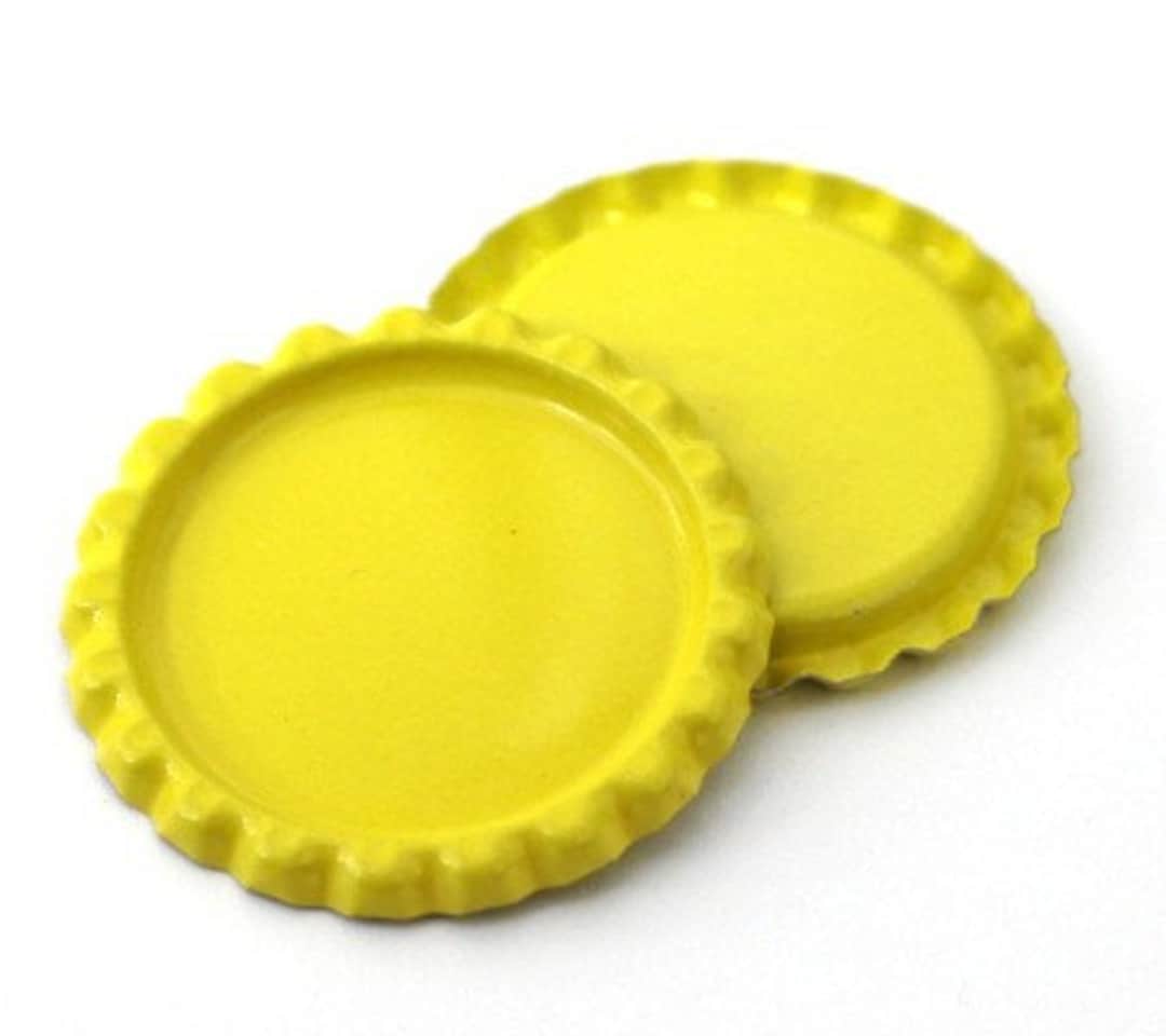 50 Flattened Bright Yellow ON BOTH SIDES Bottlecaps Bottle Cap Flat ...
