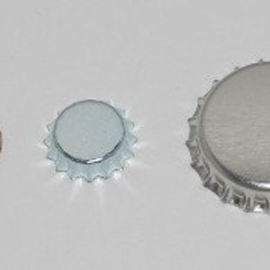 100 Mini Chrome Bottle Caps .5 Inch Small Miniature Bottlecaps Baby Cap ...