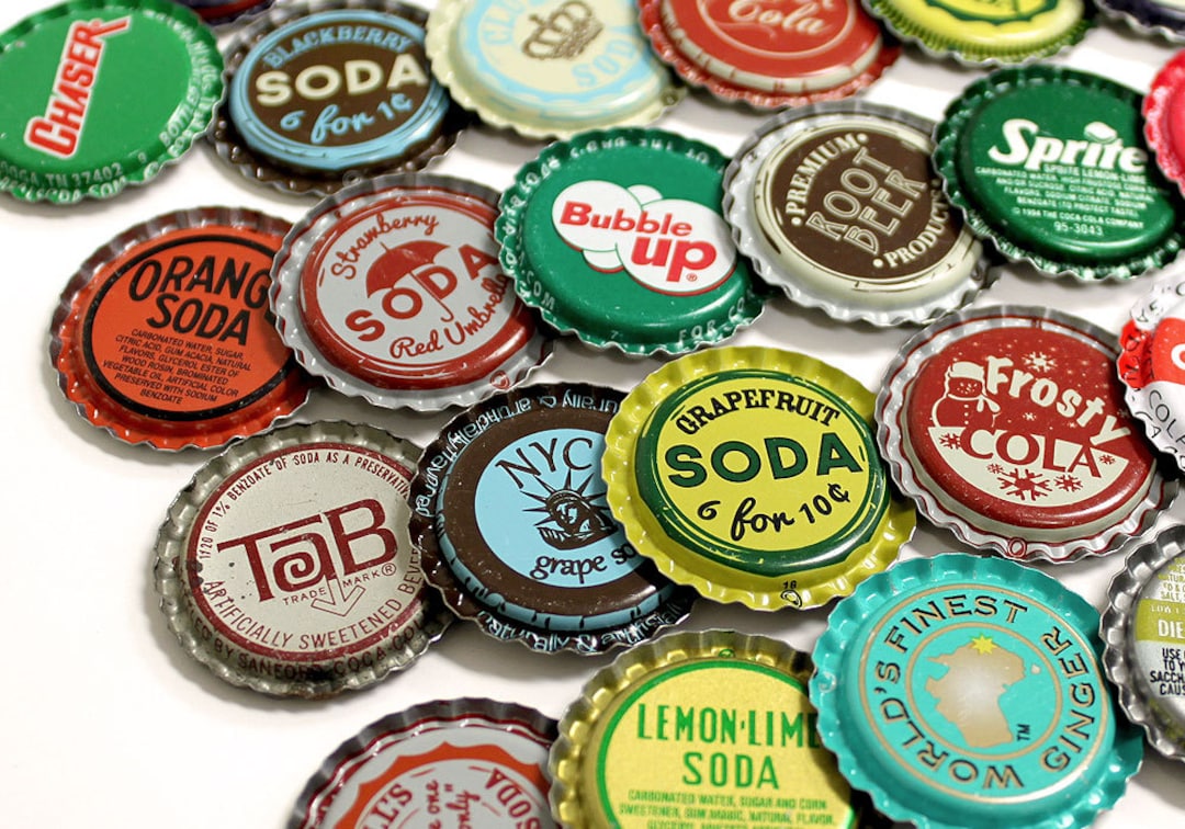 100 FLAT Vintage & Vintage Inspired Random Bottle Caps Collectible ...