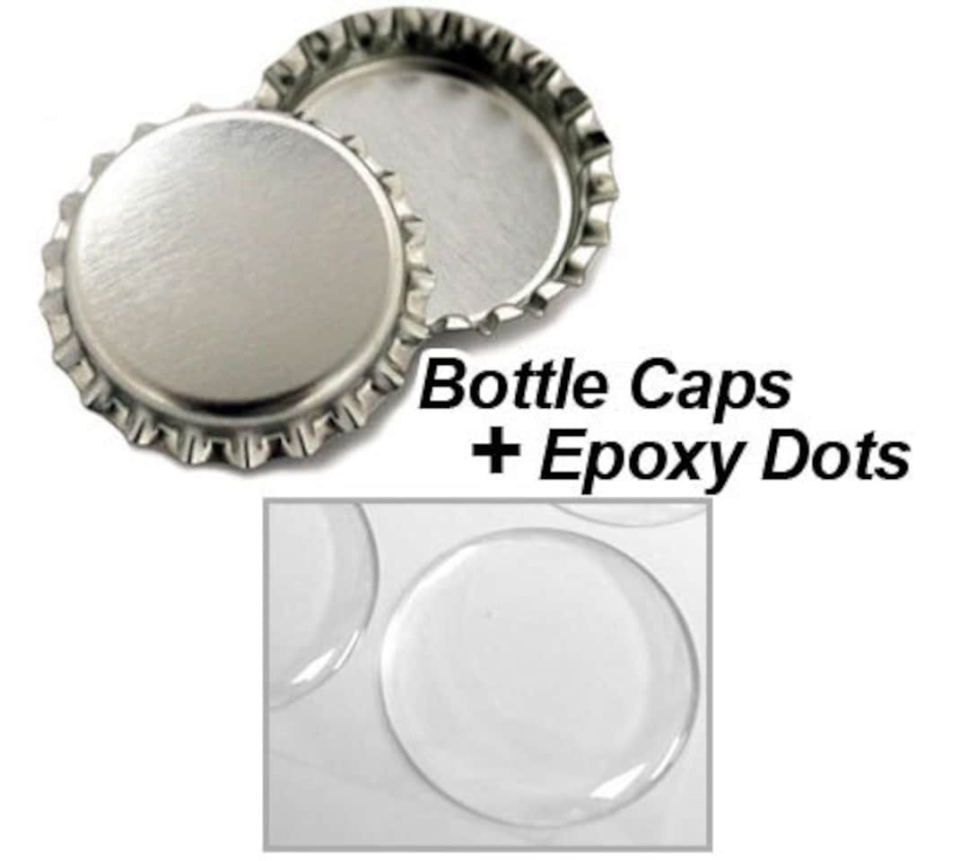 Epoxy Dots Kit: 100 Chrome Bottle Caps & 100 Epoxy Dots - Etsy