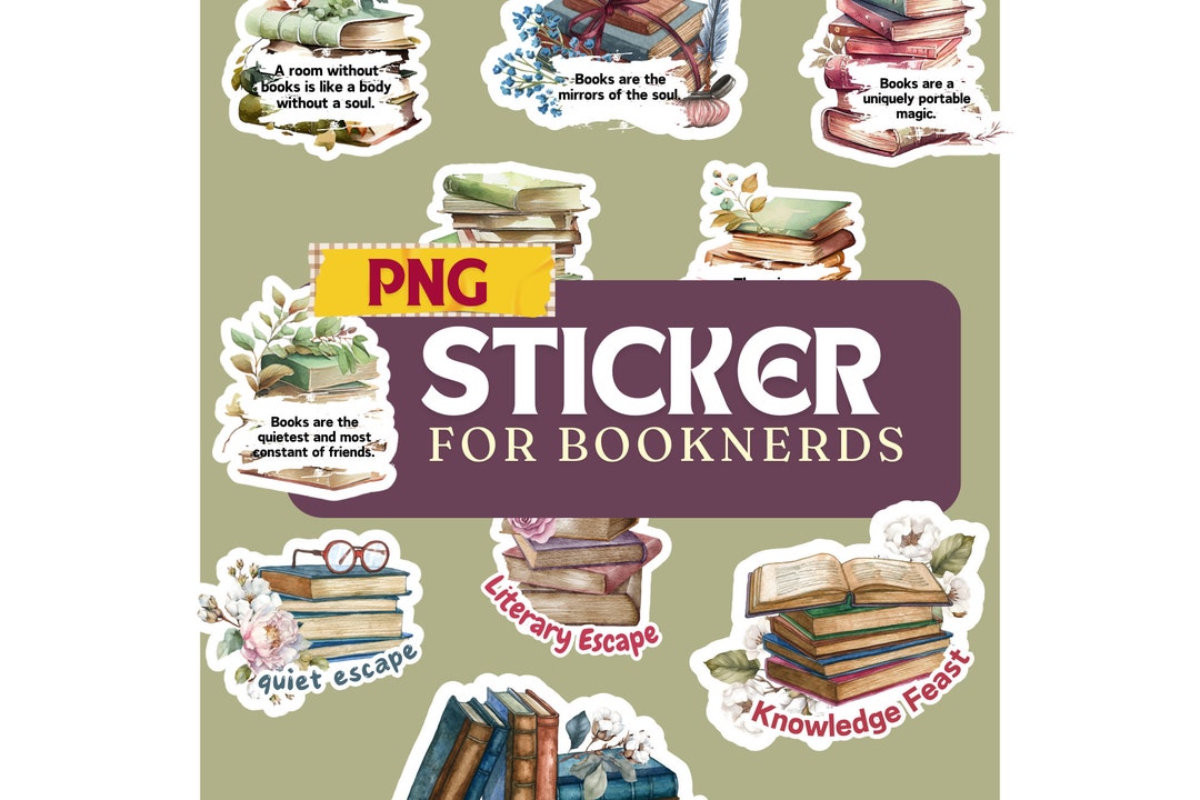 Cute Books Printable Stickers Png, Inspirational Sticker Png, Print and ...
