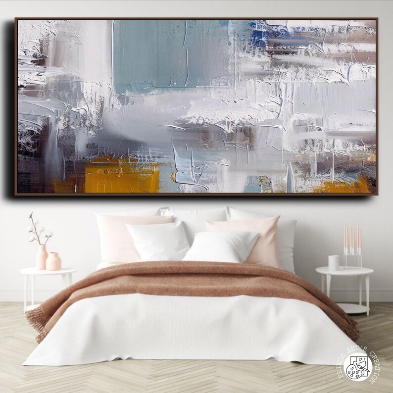 Buy Luxury Neutral Abstract Painting, Textured White Grey & Ochre Wall ...