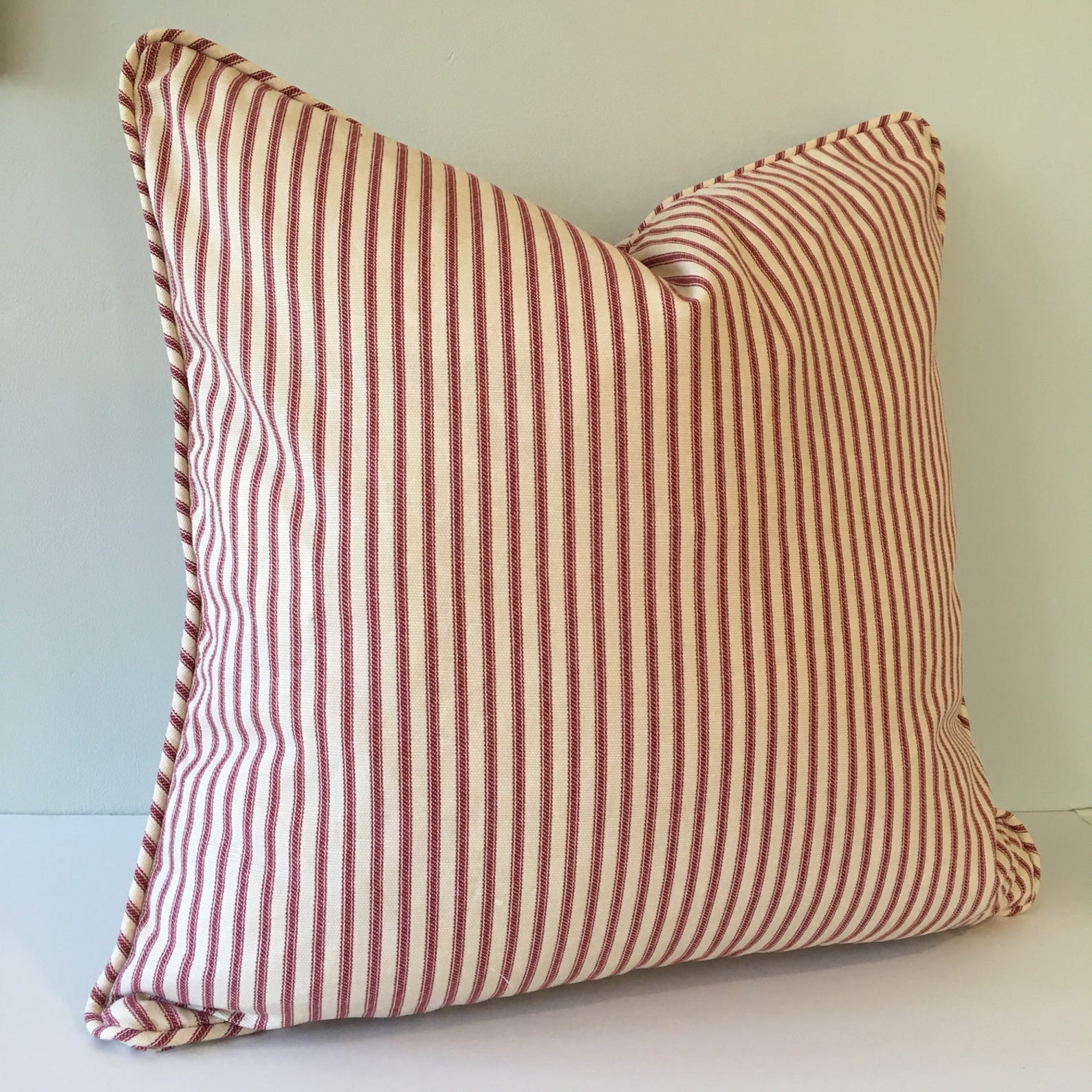 Red Ticking Stripe Throw Pillow Cover 18x18 - Etsy