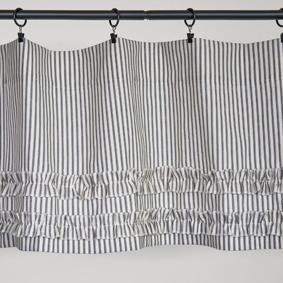 Ruffle Ticking Stripe Valance Black - Etsy