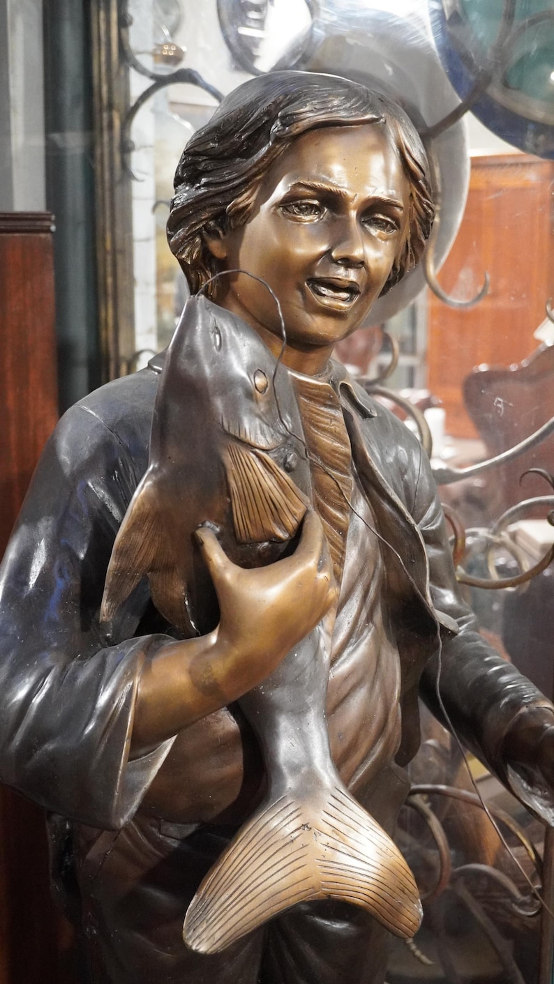 Bronze Fisher Boy Statue - Etsy
