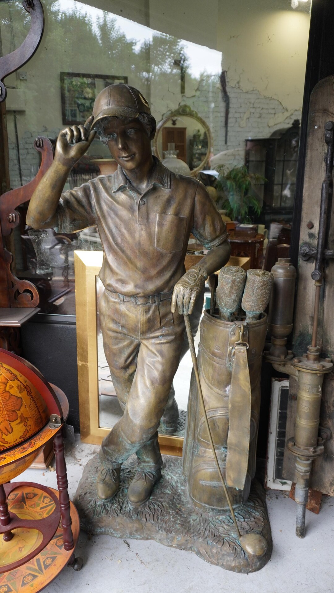Antique Bronze Golfer Statue - Etsy