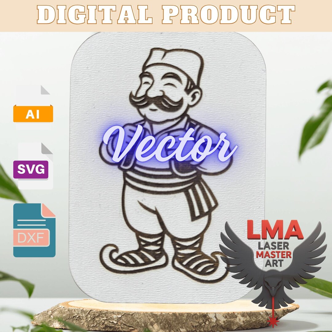 Balkan Man SVG DXF AI Traditional Serbian Characte Files for Laser ...