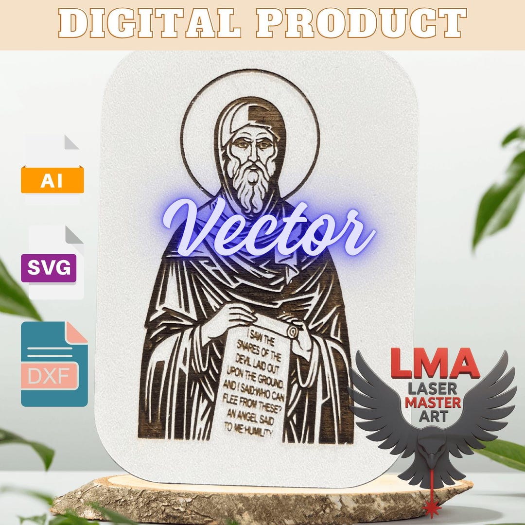 Saint Anthony Icon Vector | Laser Cut File, Orthodox Christian (SVG DXF ...
