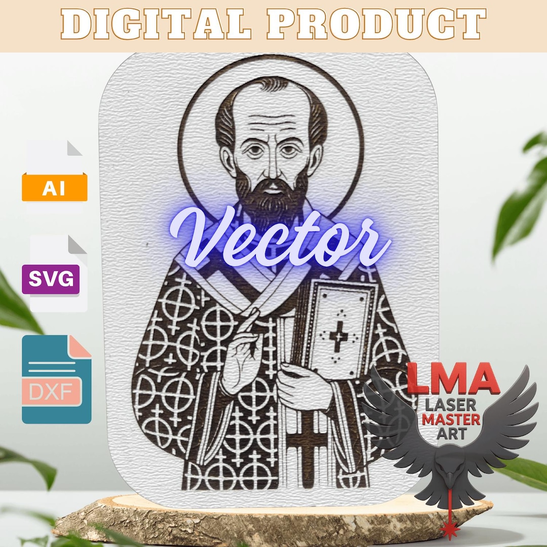 Sveti Jovan Zlatousti | St. John Chrysostom Icon Vector | Laser Cut ...