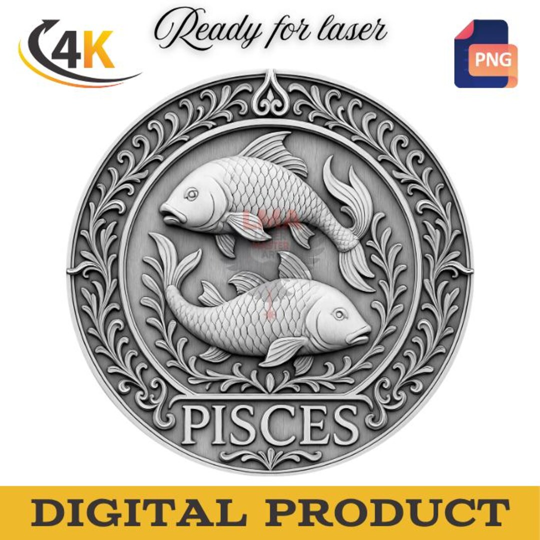 Pisces Zodiac Sign PNG for Laser Engraving Astrology Digital Download ...