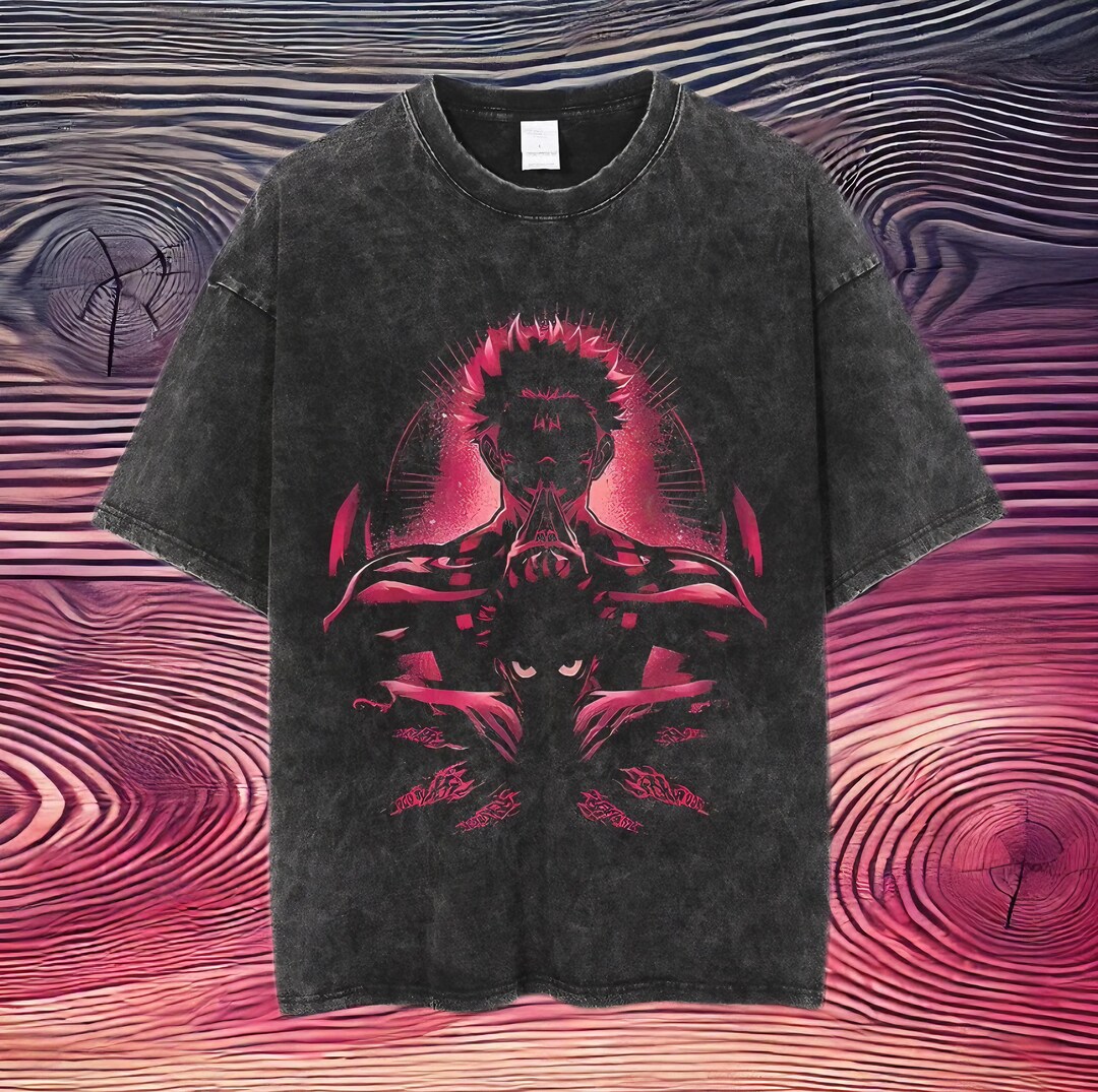 Dark Fantasy Demon King T-shirt for Men - Vintage Washed Graphic Tee ...