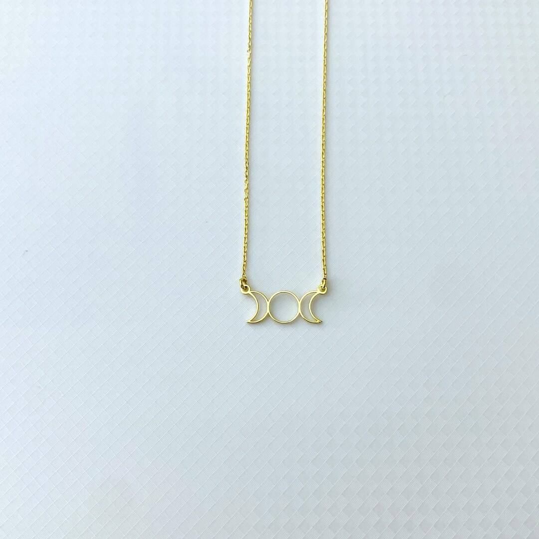 Moon Necklace, Triple Moon Necklace, Triple Goddess Necklace, Moon ...
