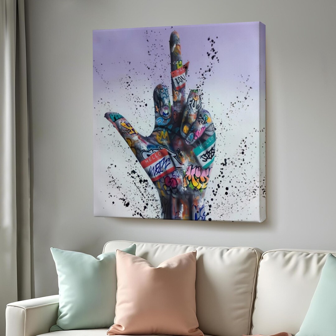 Middle Finger Movement Street Art, Canvas Print, Graffiti Middle Finger ...