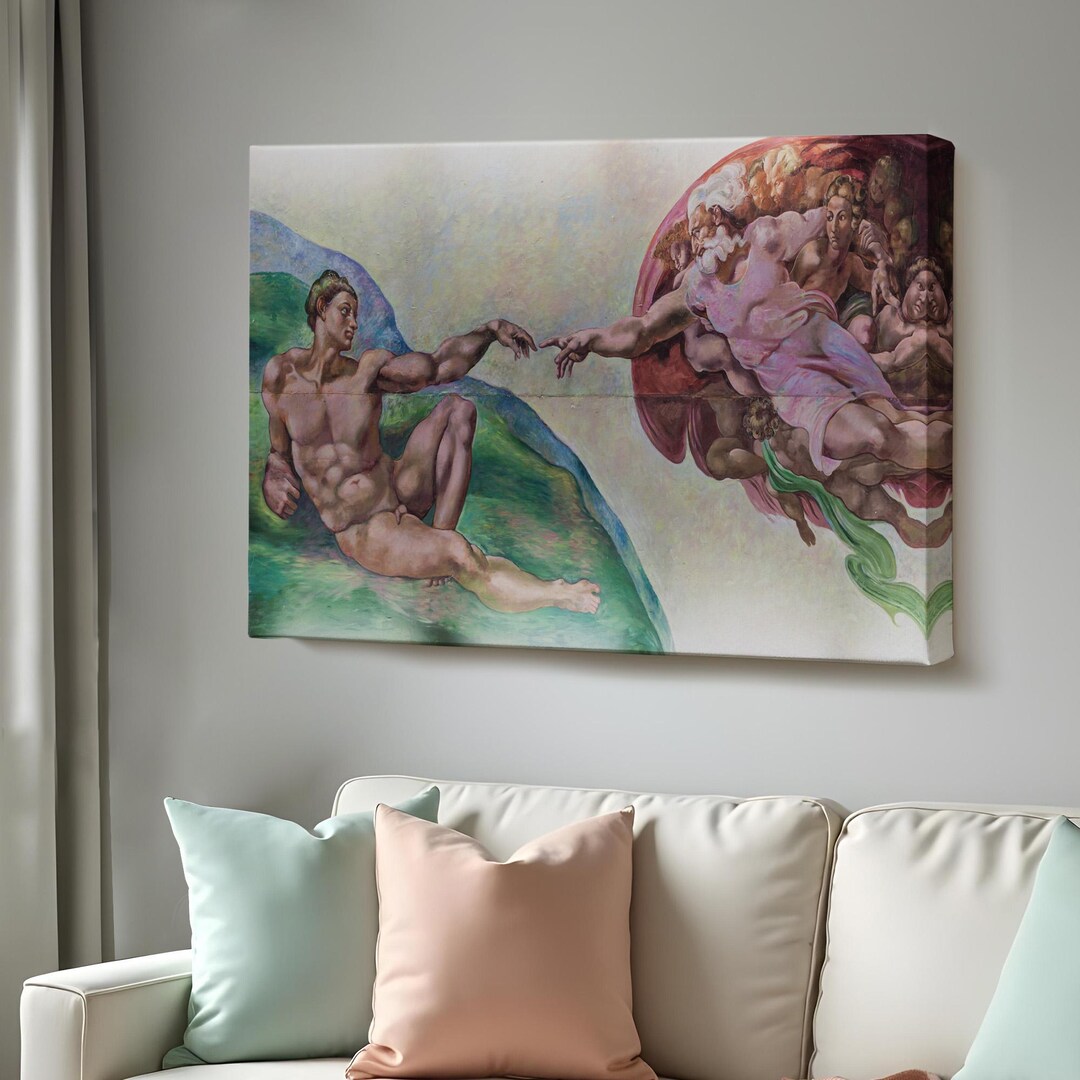 Creation of Adam With Outstretched Hands Canvas Painting, Adam's Hand ...