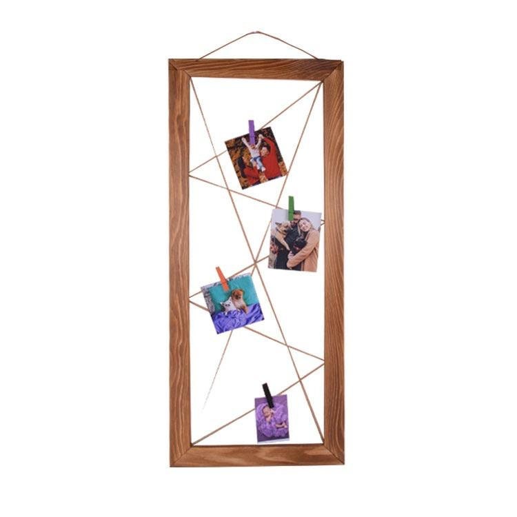 Asymmetric String Clip Wooden Wall Photo Frame 9.84 X 23.23 Inches 25 X ...