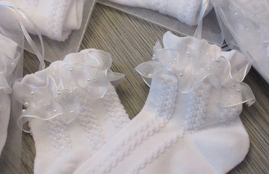 White Pearl Wedding Socks for Brides, Bride Frill Socks, Bride Gift ...