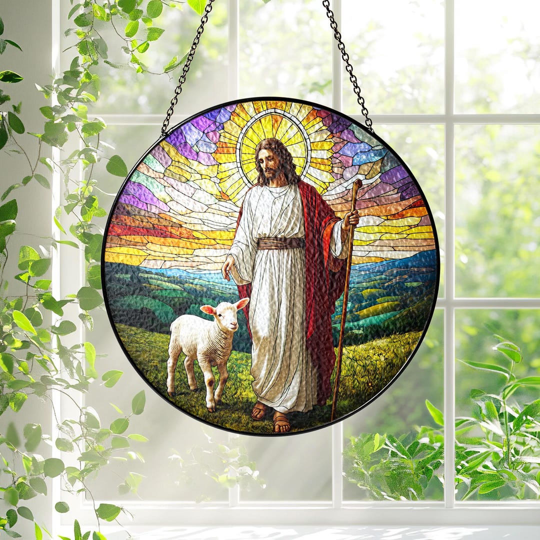 Jesus Suncatcher, God Art, Religious Window Decor, Sun Catcher Window ...