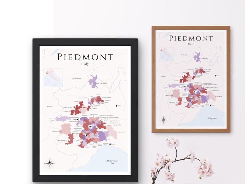 Piedmont Wine Map (digital Product): Elegant Wall Art & Wine Education ...