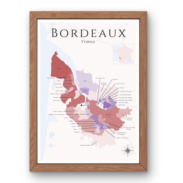 French Wine Map Print - Etsy