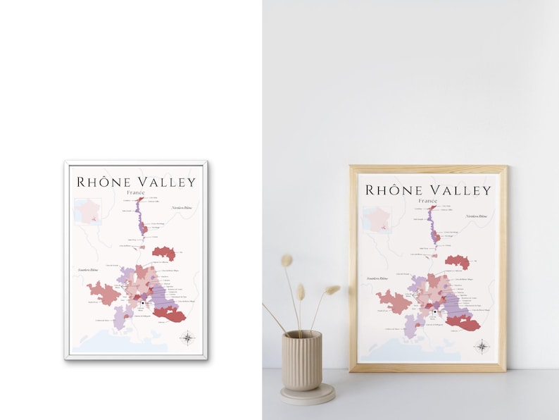 Rhône Valley Wine Map (digital Product): Elegant Wall Art & Wine ...