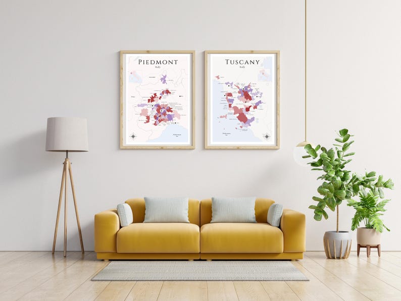 Tuscany Wine Map (digital Product): Elegant Wall Art & Wine Education ...