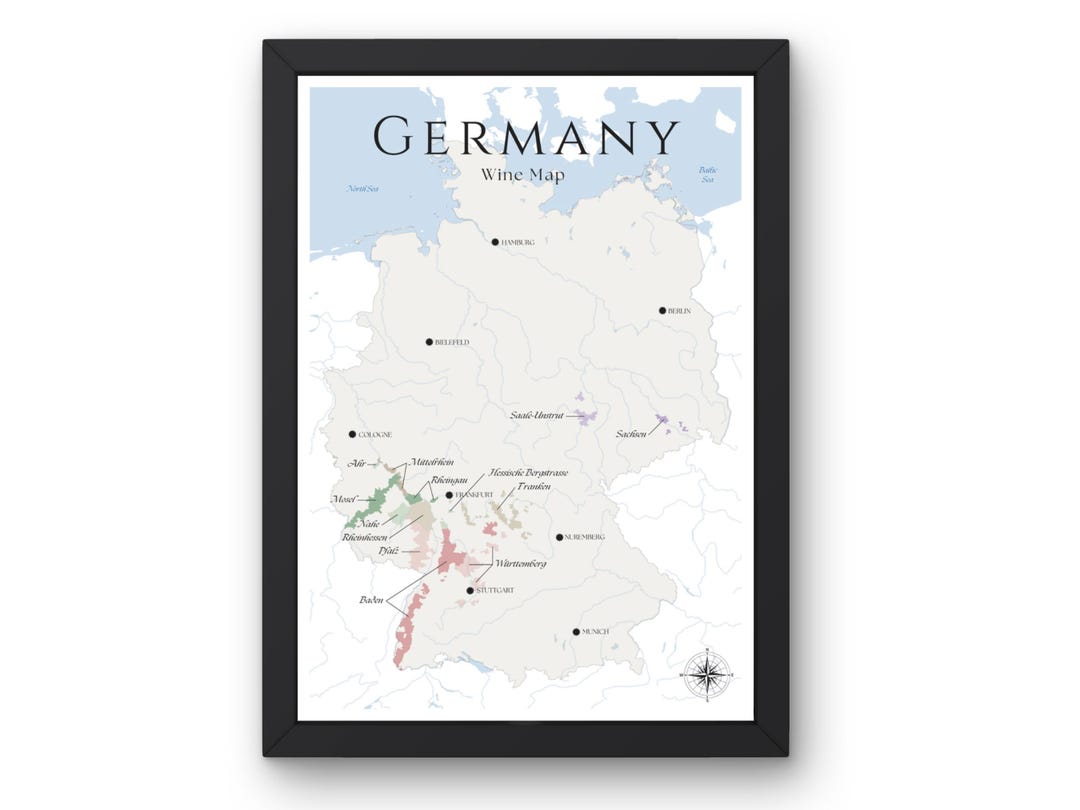 Germany Wine Map physical Print, Unframed: Explore the Vineyards of ...