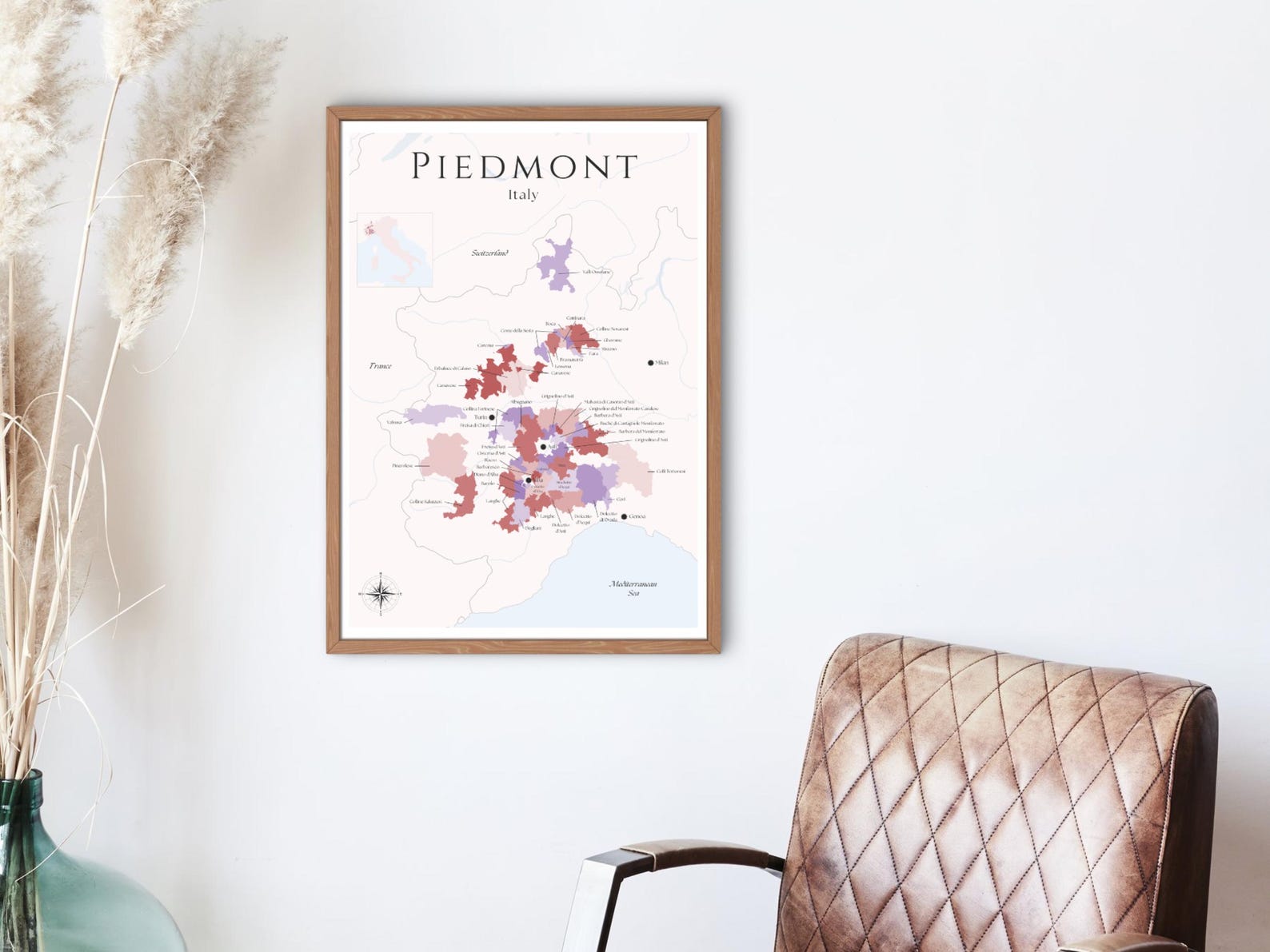 Piedmont Wine Map (digital Product): Elegant Wall Art & Wine Education ...