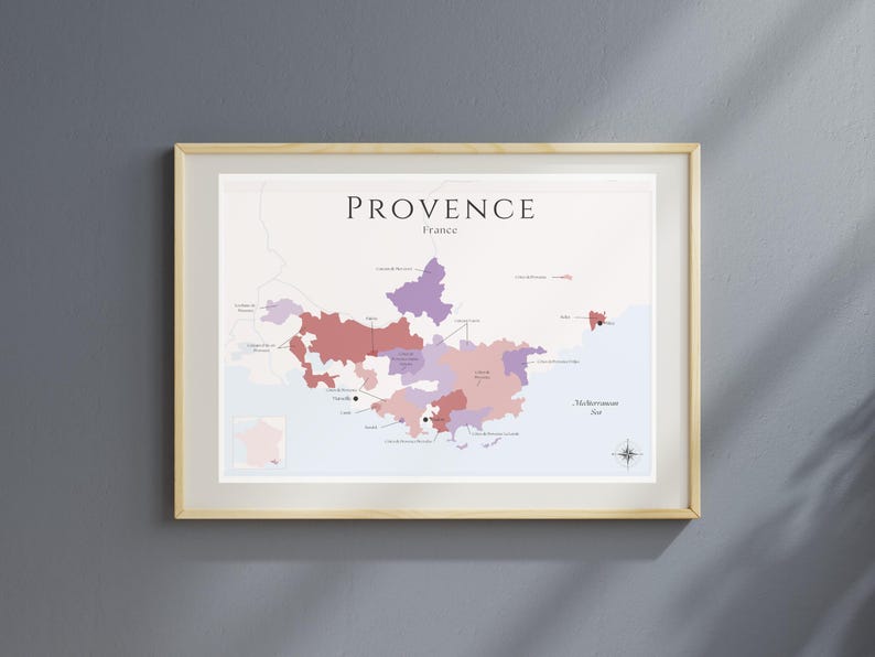 Provence Wine Map (digital Product): Elegant Wall Art & Wine Education ...