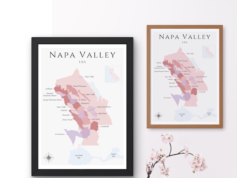 Napa Valley Wine Map (digital Product): Elegant Wall Art & Wine ...
