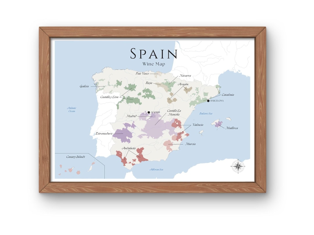 Spain Wine Map (digital Product): Explore the Vineyards of Spain - Elegant Wall Art & Wine ...