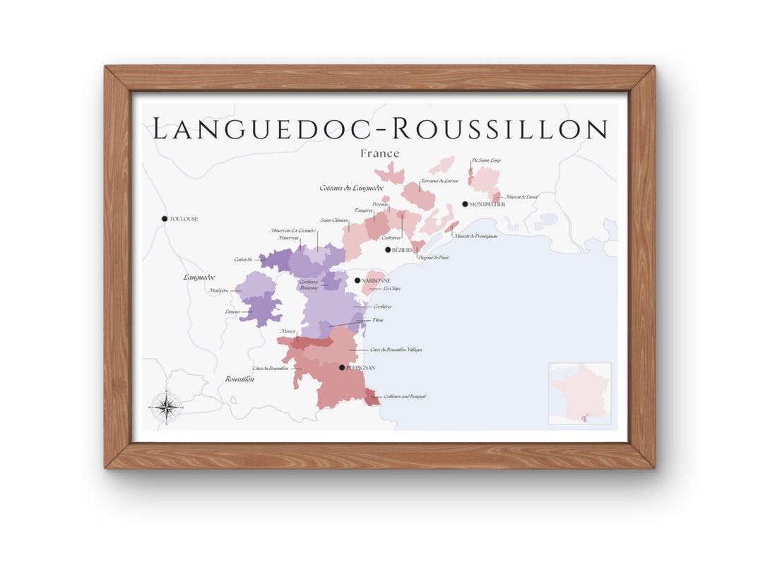 Languedoc-roussillon Wine Map (digital Product): Explore the Vineyards ...
