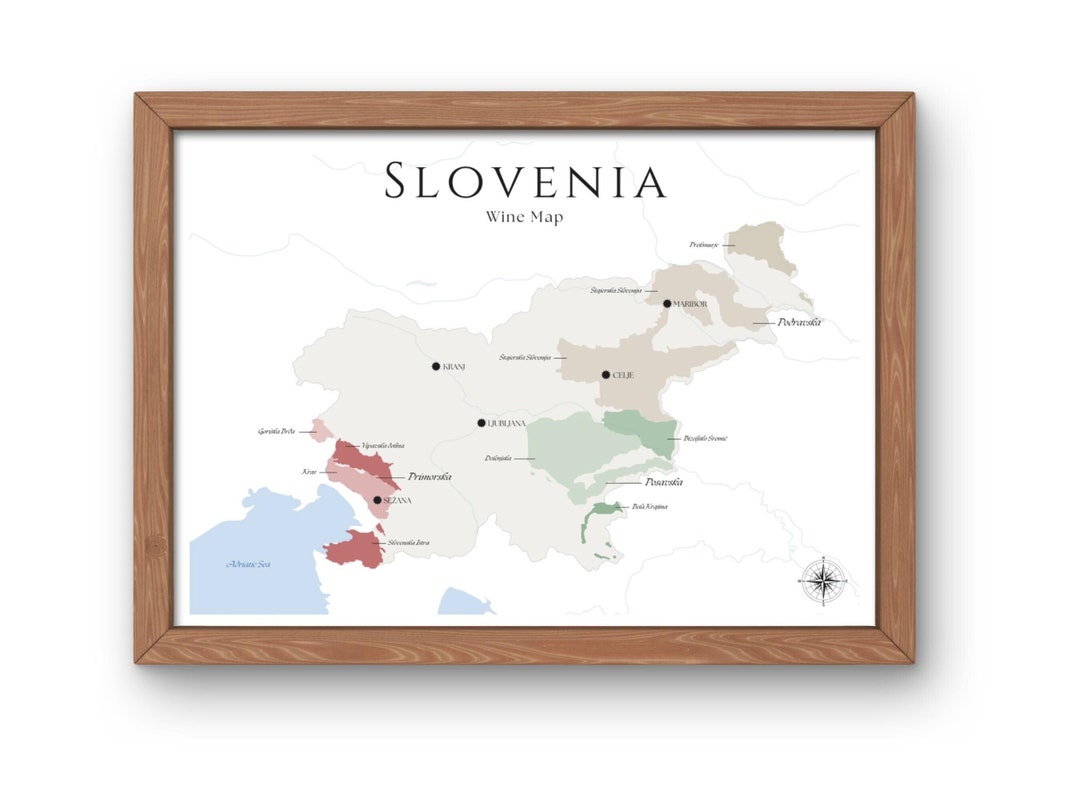 Slovenia Wine Map (digital Product): Explore the Vineyards of Slovenia - Elegant Wall Art & Wine ...