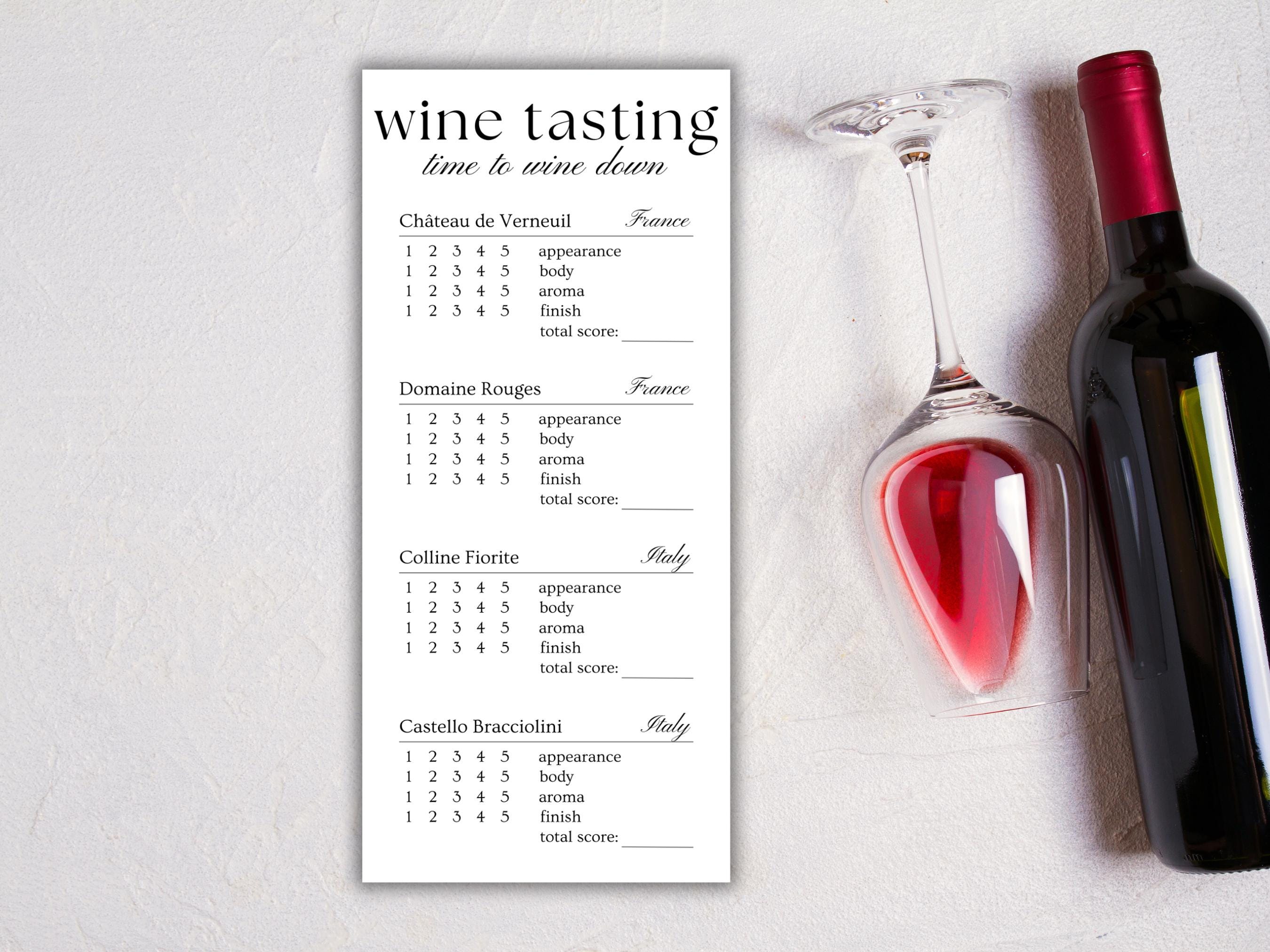Editable and Customisable Wine Tasting Scorecard: Printable Note Sheet ...