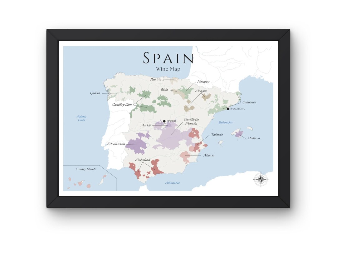 Spain Wine Map physical Print, Unframed: Explore the Vineyards of Spain ...