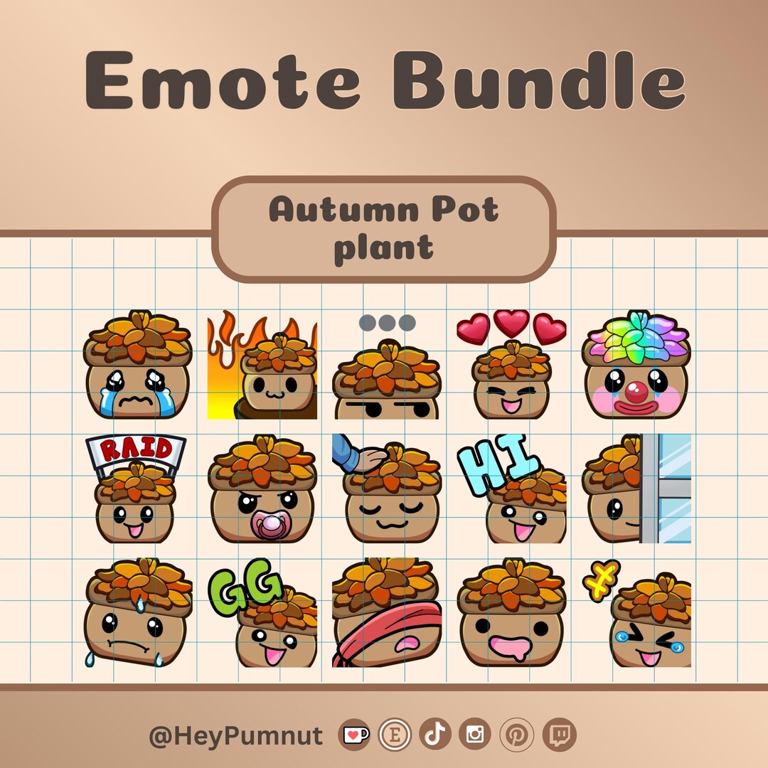 Autumn Pot Plant Emotes: Twitch, Discord, Youtube (digital Download ...
