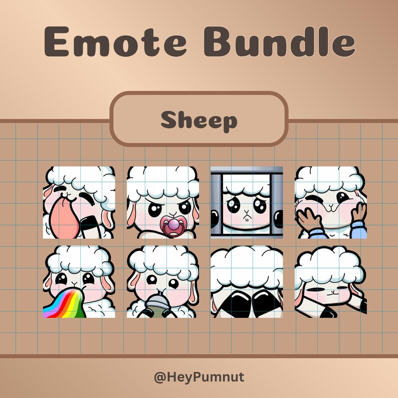 Cute Sheep Emotes | Twitch | Twitch Emotes | Discord | Youtube | Eight ...