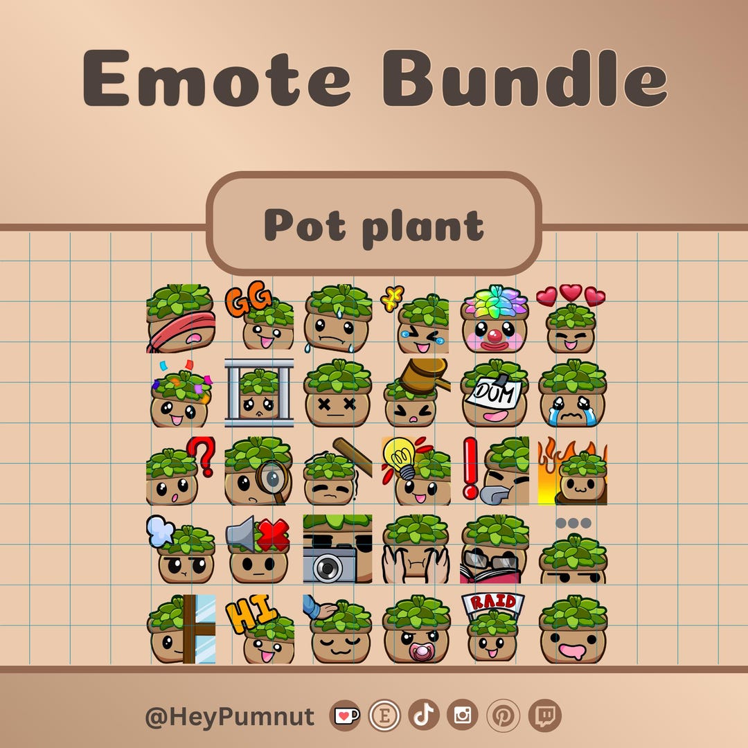 Cute Pot Plant Emotes | Twitch | Twitch Emotes | Discord | Youtube ...